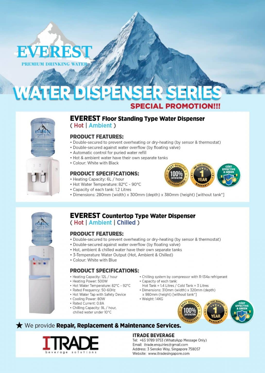 Cold water, water dispenser bottles and dispenser supplier